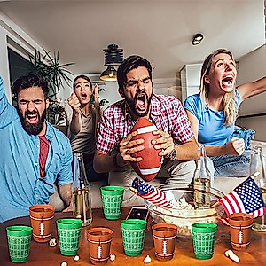 Nuenen 16 oz Football Plastic Cups Football Party Cup Favors Set Football Theme Reusable Cups Plastic Frosted Cup for Football Theme Party Supplies Kids Game Birthday Decorations(24 Counts)