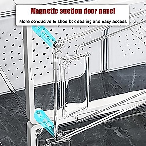 SYGSZF Clear Plastic Shoe Storage Boxes, Foldable Shoe Cabinet,Space Saving Acrylic Shoe Organizer with Magnetic Door,Stackable Large Shoe Stand,Multifunctional Sneaker Storage Show Boxes