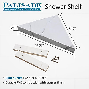 Palisade Vinyl Waterproof Corner Shower Shelf in Polar Frost