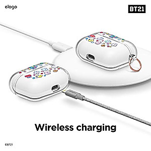 elago BT21 Case Compatible with Apple AirPods Pro Case, Clear Case with Keychain, Reduce Yellowing and Smudging, Supports Wireless Charging [Official Merchandise] [7FLAVORS]