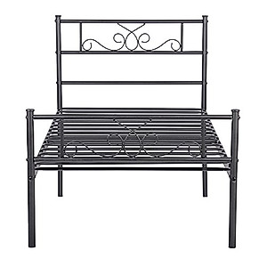SimLife Twin Metal Bed Frame Storage Steel Platform Bed for Kids Girls Boys with Headboard Footboard 12.7 in Under Bed Storage Easy Assembly Black