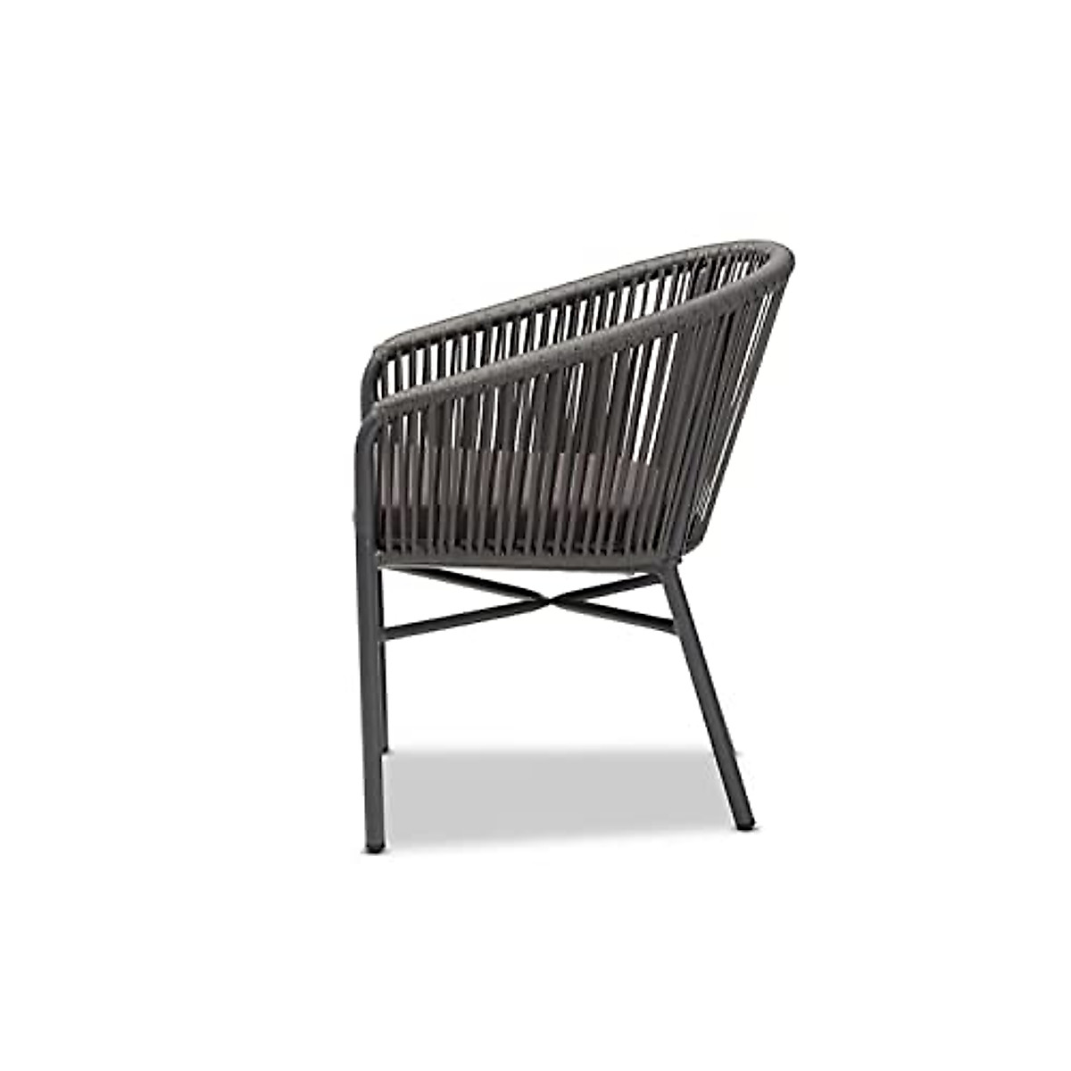 Baxton Studio Marcus Modern and Contemporary Grey Finished Rope and Metal Outdoor Dining Chair