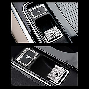 CARFIB Car Interior Bling Accessories for Jaguar F-PACE XE XF 2019 2020 Electronic Handbrake Parking P ASPC Button Ring Decals Sticker Cover Parts Decoration Men Women Zinc Alloy Crystal Silver 2Pcs