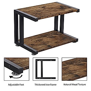 Giikin Printer Stand with 2 Tier Storage Shelves, Home/Office Desktop Stand with Adjustable Anti-Skid Feet, Multi-Purpose Desk Organizer Shelf for Fax Machine, Scanner, Office Supplies (Rustic Brown)
