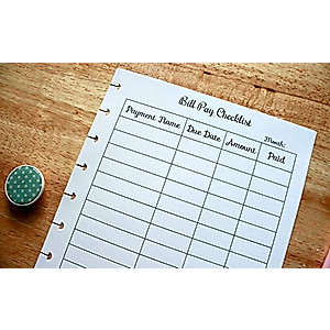 Monthly Budget Forms Bill Pay Checklist for 9-Disc Planners, Fits 9-Disc Notebooks, 7"x9.25" (PLANNER, TABS and the RINGS are NOT INCLUDED)