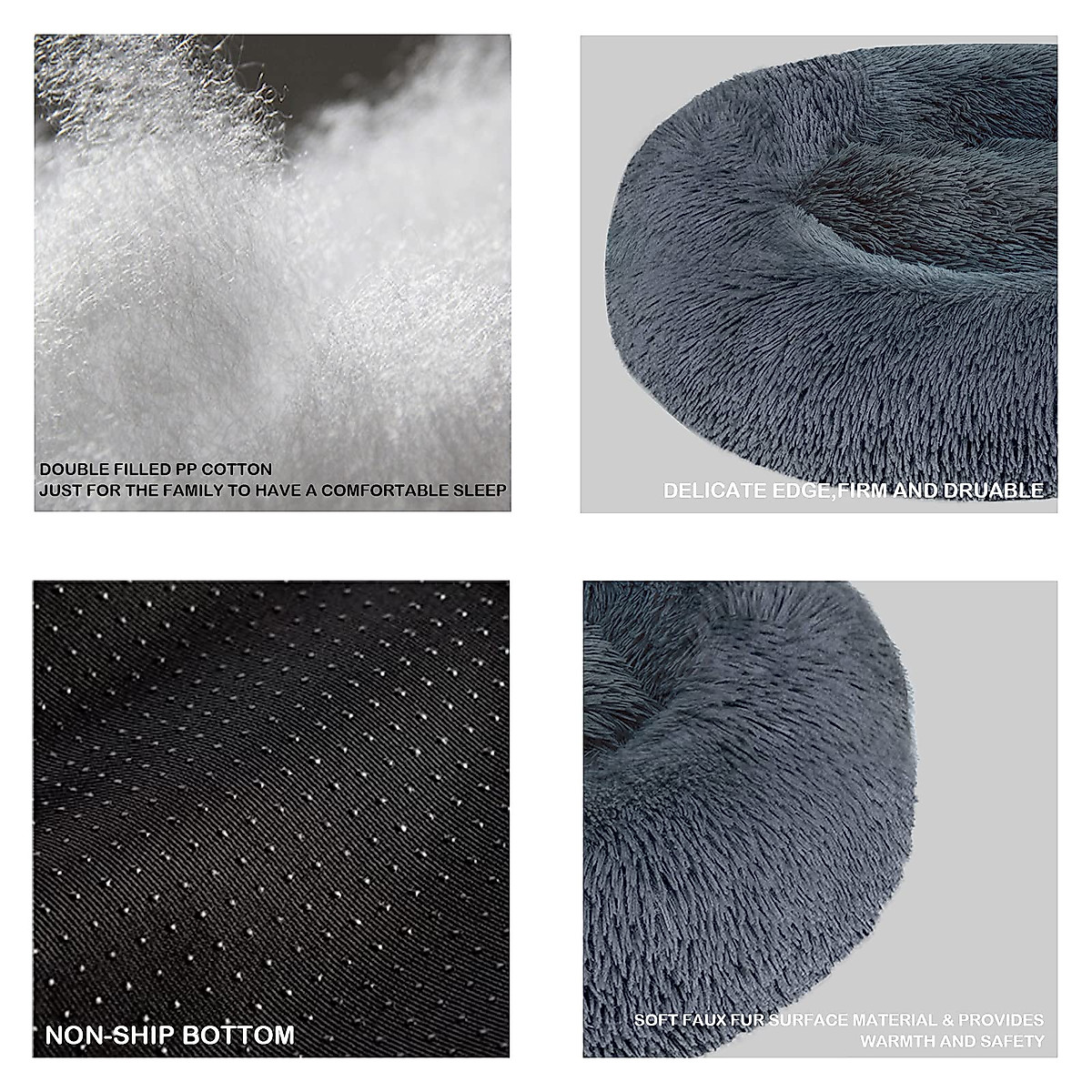 Calming Dog Bed Cat Bed, Washable Round Dog Bed - 23/30/36 inches Anti-Slip Faux Fur Donut Cuddler Cat Bed for Small Medium Large Dogs - Fits up to 25/45/100 lbs - Waterproof Bottom