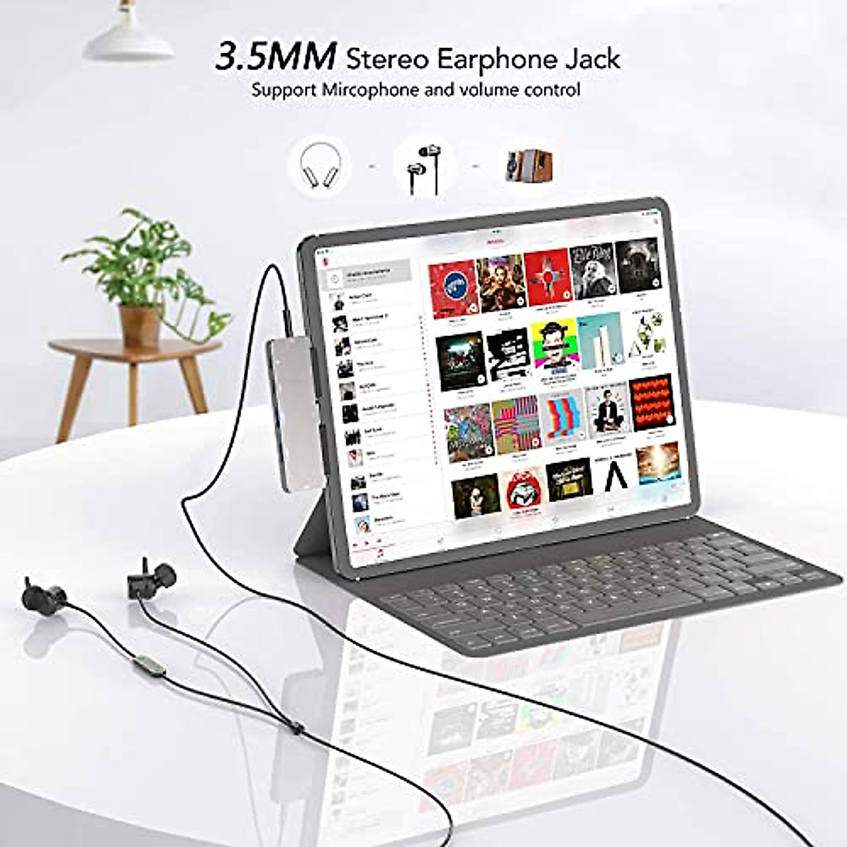 USB C HUB for iPad Pro, Adapter for iPad Air, iPad Pro Hub Docking Station with 4K HDMI,3.5mm Headphone Jack,2 USB3.0 Ports,USB C PD Charging&Data, for iPad Mini M4 M2 11 12.9 13 inch Accessories