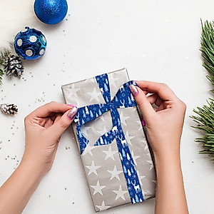 Whaline 12Pcs 18" x 22" Christmas Fat Quarter Fabric Bundles Winter Blue White Snowflake Reindeer Printed Quilting Patchwork Cotton Craft Fabric Pre-Cut Square Sheets for DIY Patchwork Sewing Crafting