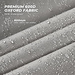 RVMasking 600D Heavy Duty Waterproof Trailerable Boat Cover with Storage Bag Fits Bass Boat, V-Hull, Runabout, Fish&Ski, Tri-Hull, Marine Grade Boat Cover Length: 16’-18.5’, Beam Width up to 94”