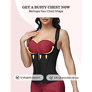 SHAPSHE Waist Trainer for Women, Tummy Control Sports Girdle, Workout Body Shaper with Adjustable Shoulder Strap Black