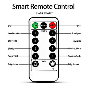 [IP65 Waterproof] Outdoor String Lights Battery Operated, 33FT 100 LED Christmas Fairy Lights with Remote Control, Timer Program, 8 Lighting Modes for Xmas Halloween Wedding Garden Patio - Warm White