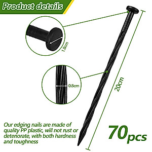 Siebwin 70PCS 8 Inch Plastic Garden Edging Nails Spiral Landscape Edging Spikes Anchoring Spikes for Paver Edging Grass Barrier Artificial Turf and More