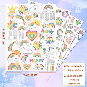 Waterproof Temporary Tattoos - 118pcs Groovy Fake Tattoo for Kids Birthday Party Supplies, Star Unicorn Smiley Rainbow Flower Candy Crown Arts and Crafts for Boys or Girls 6 7 8 9 10 11 12 years old