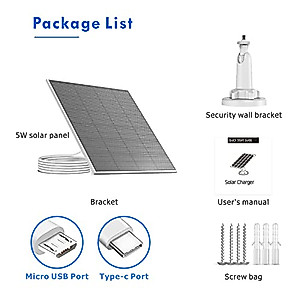 5W Solar Panel for Security Cameras Wireless Outdoor, Compatible with Rechargeable Battery Security Camera, Continuous Solar Power for Outdoor Security Camera, IP 65 Waterproof