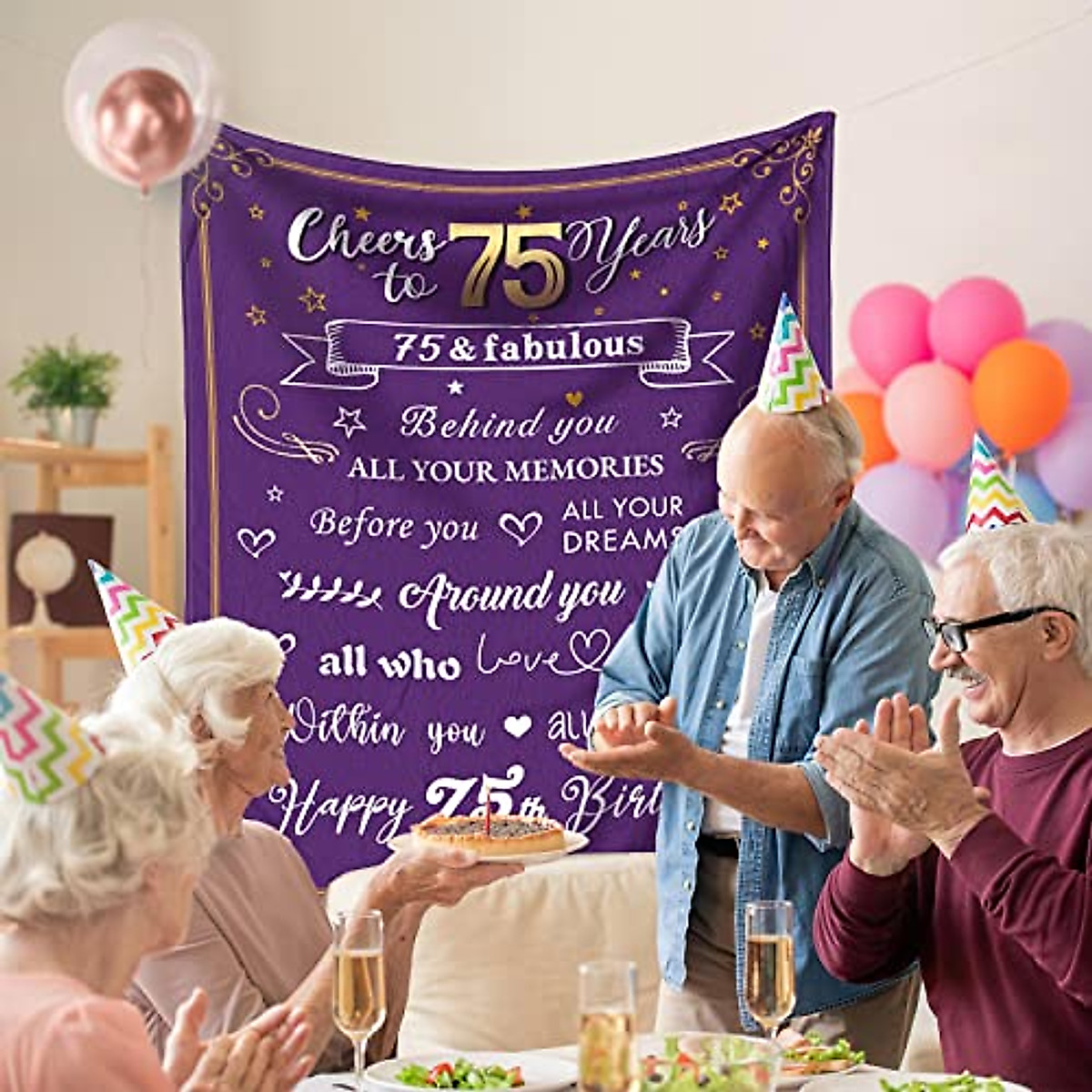 VXDRZGT 75th Birthday Gifts for Women Blanket - 75 Birthday Gifts for Mom or Grandma - 1948 Birthday Gifts for Women - Gifts for 75 Year Old Woman - Cozy & Soft Flannel Throw Blanket 60 x 50 inch