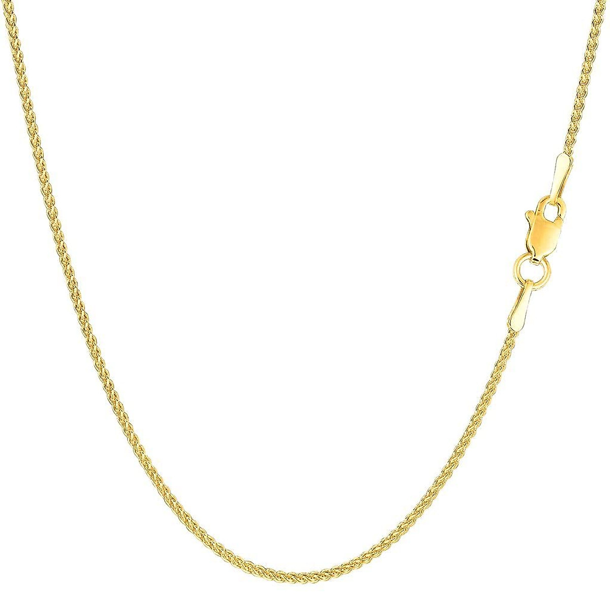 The Diamond Deal 14k SOLID Yellow or White Gold 1.00mm Shiny Round Wheat Chain Necklace for Pendants and Charms with lobster-Claw Clasp Womens Chains And Jewelry (20" And yellow-gold)