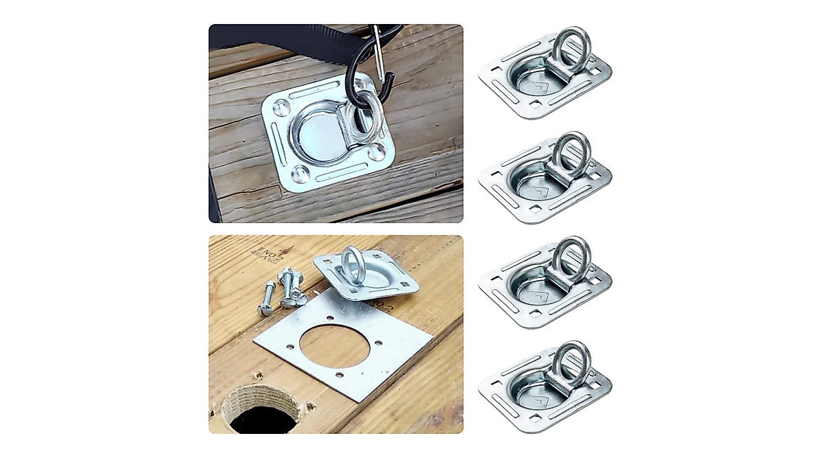 Lonffery 4 Pack Recessed D-Ring Tie Down Anchors (6,000 lb. Capacity), Heavy Duty Kit for ...