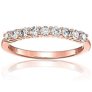 VIR JEWELS 1/2 carat (ctw) Diamond Wedding Anniversary Band for Women, Round Diamond Engagement Ring 14K White Gold 9 Stones Prong Set 0.50 cttw, Size 9