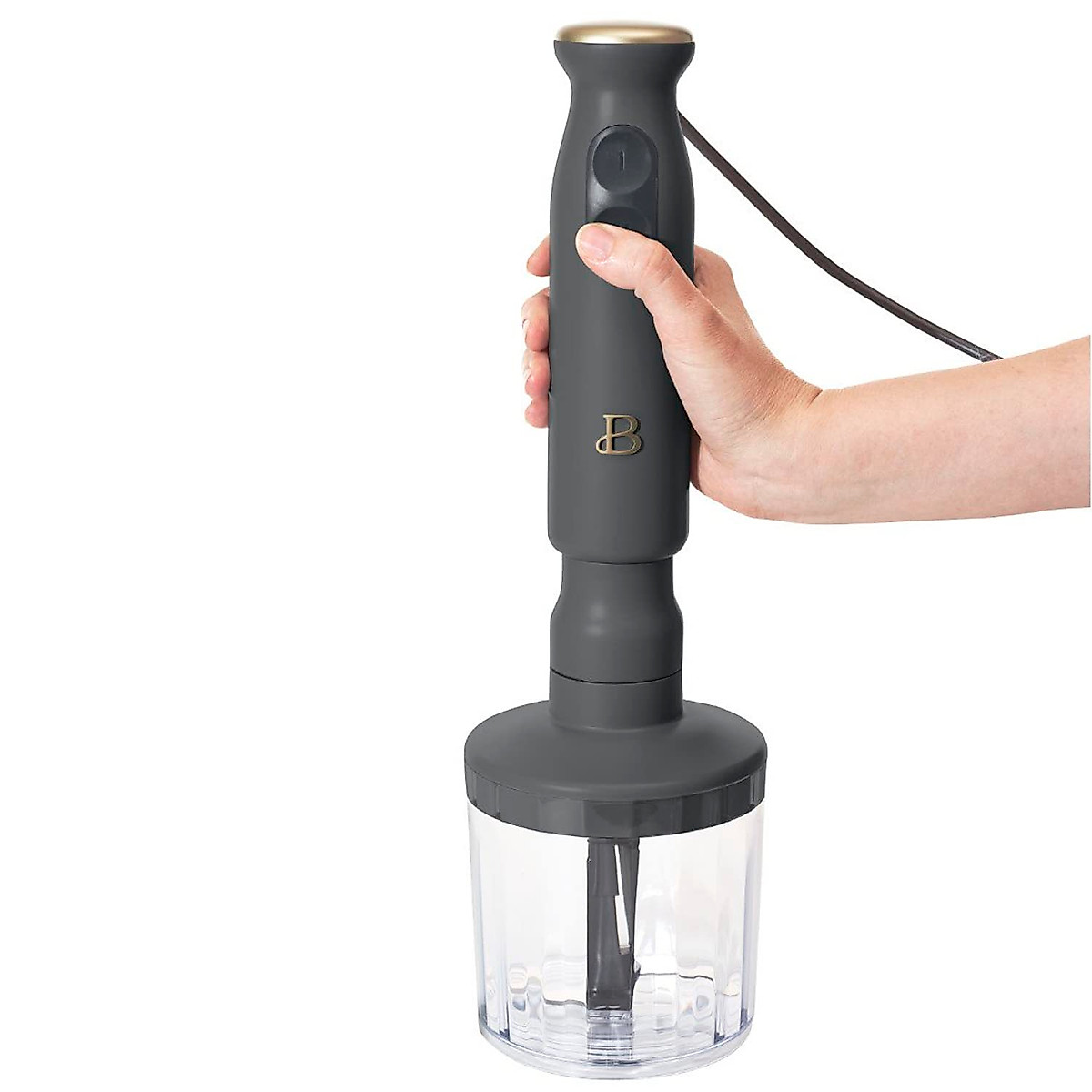 Beautiful Immersion Blender with 500ml Chopper and 700ml Measuring Cup, by Drew Barrymore (Oyster Gray)