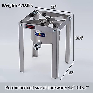 ARC Single Burner Propane Stove,37,000BTU High Pressure Outdoor Gas Stove Cooker Stainless Steel,12"Square Stove, Burners For Outdoor Cooking, Portable for Camping