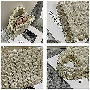 sikiwind Totes Bag, Women's Clutches Top-handle Bag Fashion Elegant Mini Pearl Clutch Bag Handmade Beaded Women Banquet Wedding Party Holiday Handbags Female Coin Purse