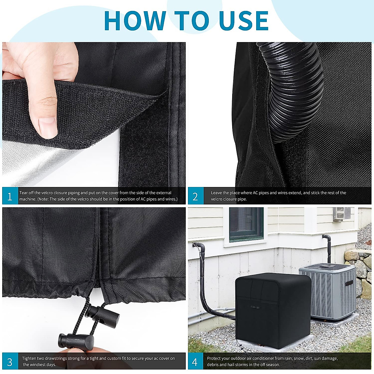 2NLF Air Conditioner Cover for Outside Units-AC Cover >=3000mm Water-Resistant Anti-Hail Windproof Design-Full Winter Outdoor Protection Fits up to 36 x 36 x 39 inches …