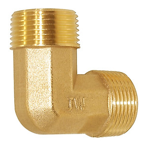 Joywayus 90-Degree Male Elbow Garden Hose Pipe Fitting Forged Brass Right Angle 3/4" GHT Male x 3/4" GHT Male (Pack of 2)