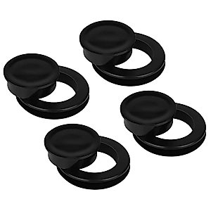 SAVITA 4 Sets 2 Inch Patio Table Umbrella Hole Ring and Cap, Standard Size Silicone Umbrella Hole Plug and Cap for Glass Patio Garden Beach Table (Black)