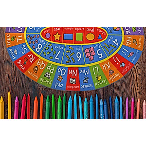 KC Cubs Playtime Collection ABC Alphabet, Numbers and Shapes Educational Learning & Game Area Oval Rug Carpet for Kids and Children Bedrooms and Playroom, Multicolor, 7' 8" x 9' 10'' (KCP010033-8x10)