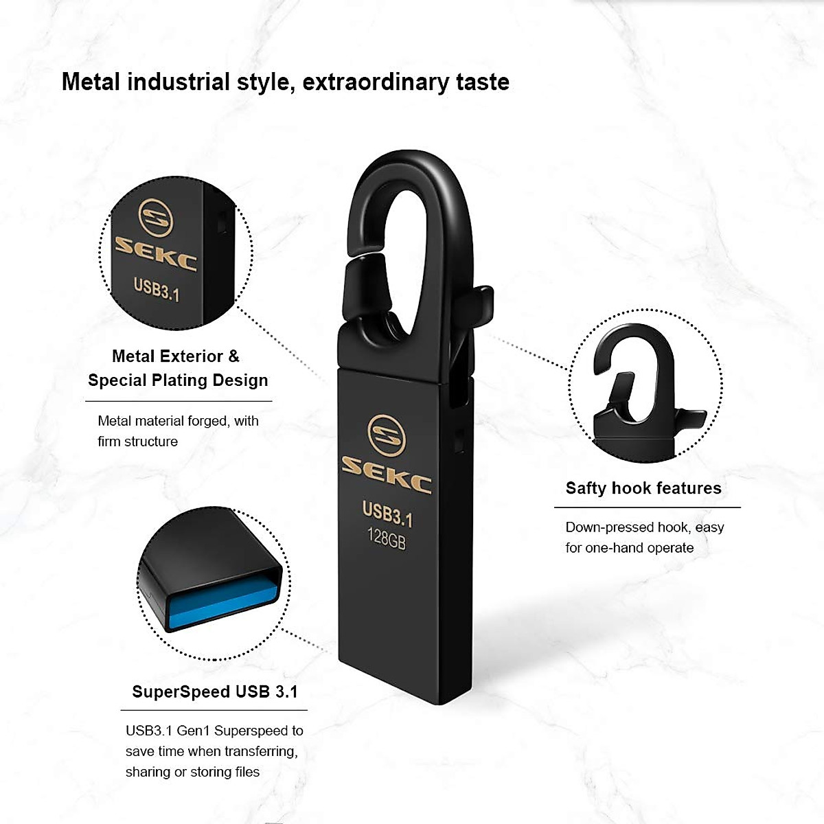SEKC 128GB USB 3.1 Hook Memoria Flash Drive - SDM32128G