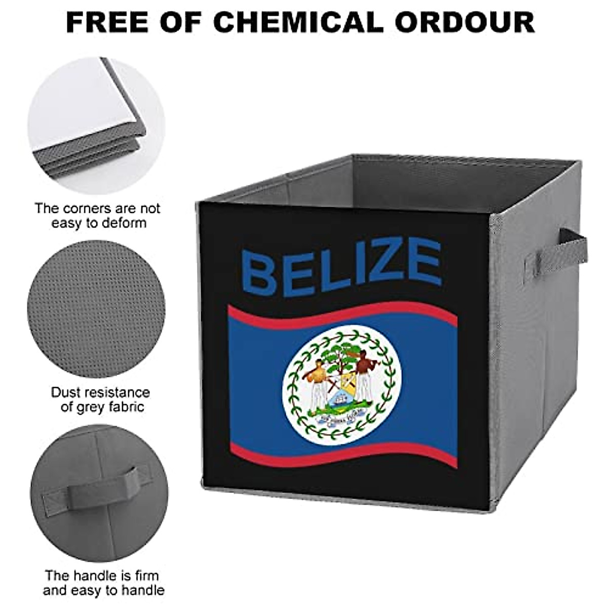 Flag of Belize Collapsible Storage Bins Basics Folding Fabric Storage Cubes Organizer Boxes with Handles