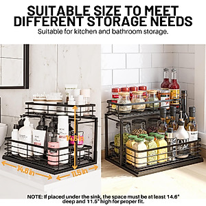 Ofiray-home Under Sink Organizer - 2 Tier Pull Out Cabinet Organizers and Storage, 3 Baskets Slide Out Kitchen Organization for Counter Space, for Bathroom, Pantry, Laundry Room, New Home Essentials