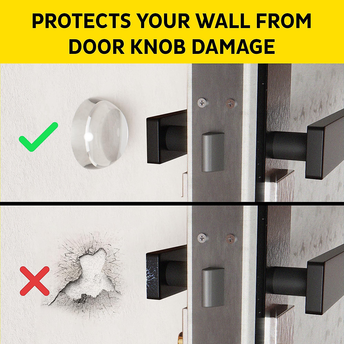 Door Stoppers Wall Protector - Durable Door Stops for Wall with Strong Adhesive - Easy to Install Wall Protectors from Door Knobs Damage (4 Pack, Clear)