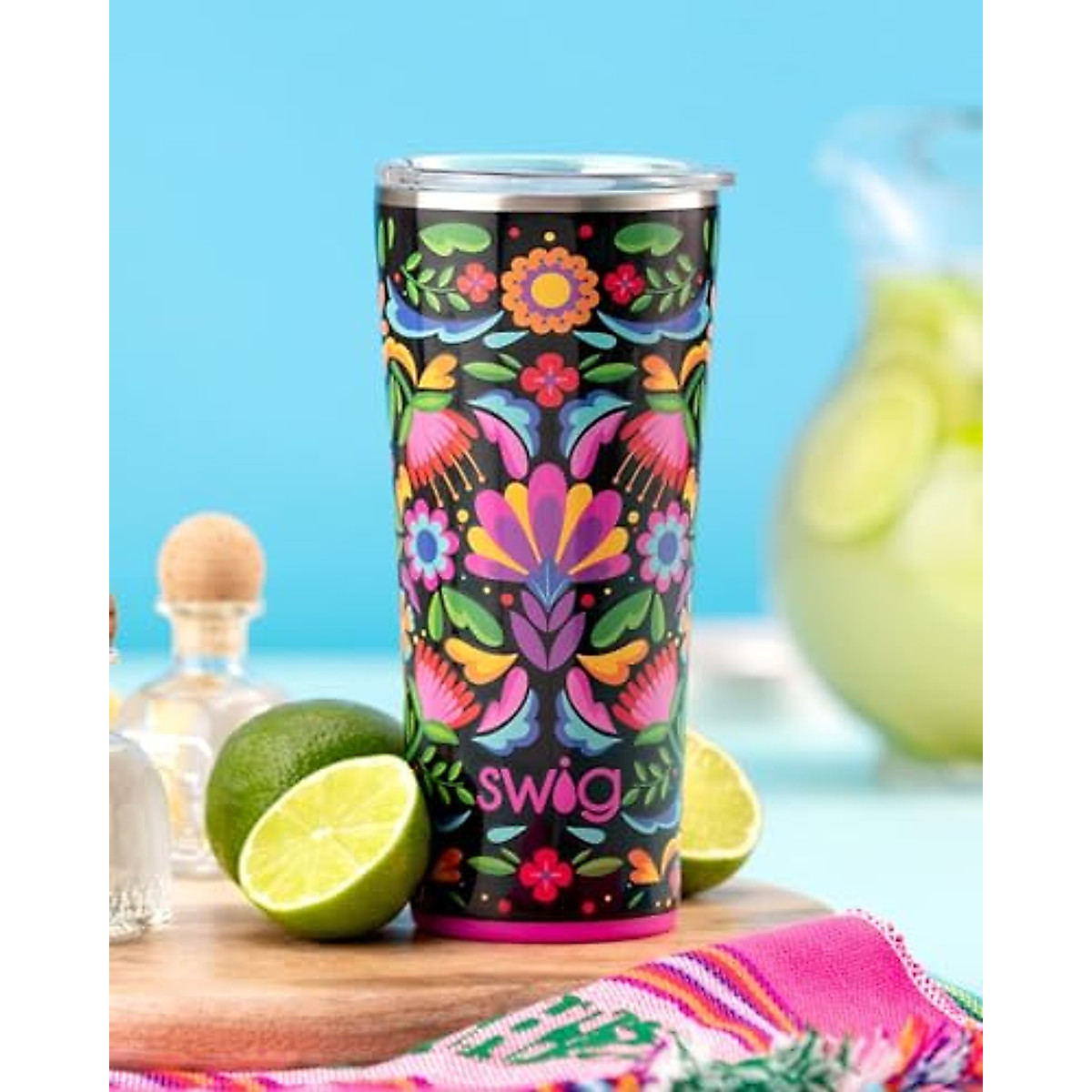 Swig Life 22oz Insulated Tumbler, Travel Coffee Tumbler with Lid, Cup Holder Friendly Travel Coffee Mug, Stainless Steel Thermos, 22 oz Tumbler, Reusable Insulated Coffee Mug with Lid (Caliente)