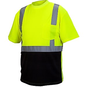 Pyramex RTS21B Series Moisture Wicking T-Shirt With Black Bottom Hi-Vis Lime Size Extra Large
