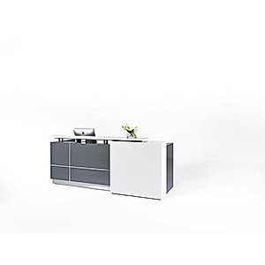 Modern Reception Desk (98") with White Quartz Stone Counter-TOP