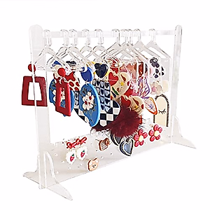 lemonadeus Cute Earring Rack Holder Coat Hangers Stand Unique Earring Closet Acrylic Earring Display Stand Earrings Organizer Ear Stud Holder (crystal clear)