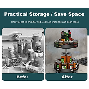 ZVZIG 10 inch Lazy Susan Organizers Two-Tiered Spice Rack Organizer & Holder for Cabinet, Pantry Organization and Storage, Kitchen, Bathroom, Vanity, Countertop, Under Sink Organizing, Spice Spinner