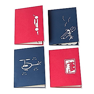 Pop Up Cards Set for Kids. Boys will Love these 3D Christmas or Happy Birthday Cards (4 Pack)