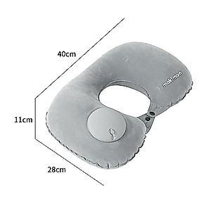 Makimoo Inflatable Travel Pillow, Neck Pillow for Travel, Inflatable Neck Pillow for Travel, Plane Pillow, Blow Up Pillow, Airplane Pillow for Neck, Waist, Back and Camping Cushion (Grey)
