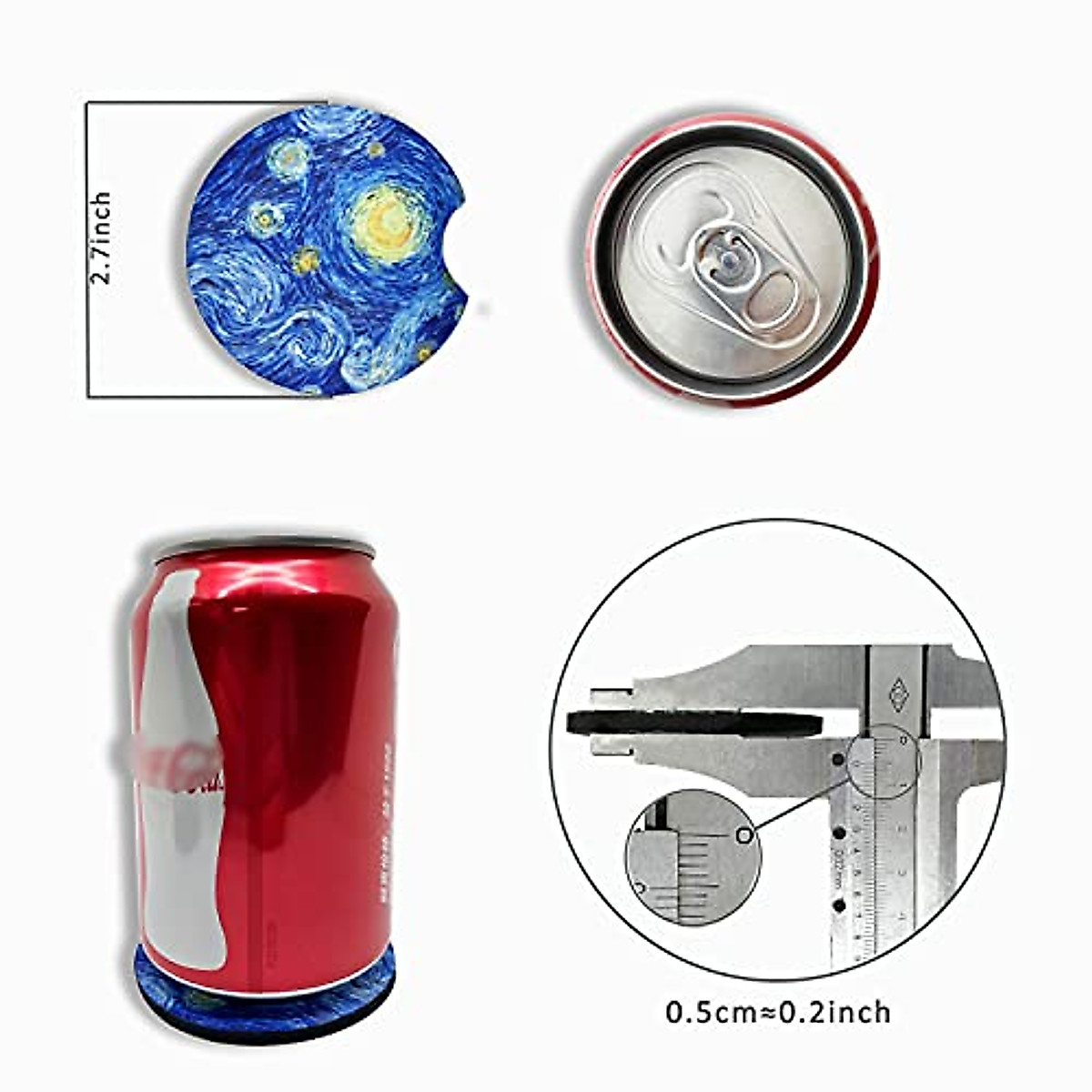 Car Coasters for Drinks Absorbent, Cute Car Coasters for Women & Men Cup Holder Coasters for Your Car with Fingertip Grip, Auto Accessories for Women & Men,Pack of 2 (Rock)