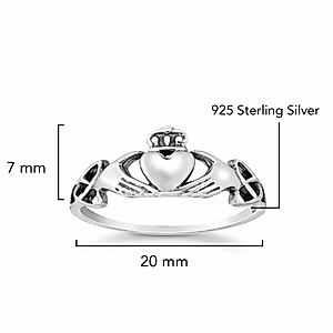 AeraVida Enduring Love Celtic Heart Royal Claddagh .925 Sterling Silver Ring | Wedding Rings for Women | Trendy Comfort Fit Silver Rings for Women (7)