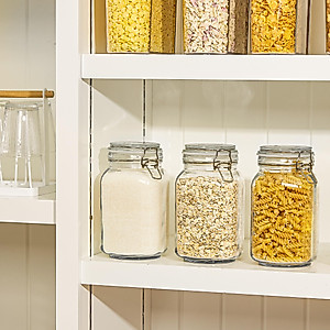 CHEFSTORY 50oz Airtight Glass Jars with Lids, 3 PCS Food Storage Canister for Kitchen & Pantry Organization and Storage, Square Mason Jar Containers for Storing Sugar, Flour, Cereal,Coffee,Cookies