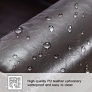 TTGIEET PU Leather Accent Chair with Arms for Living Room, Modern Upholstered Armchair with Solid Wood Legs for Single Sofa Reading Club Chair Living Room, Bedroom, Office(Dark Brown)