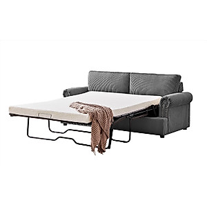 Container Furniture Direct Reversible Sleeper Sofa with Memory Foam Mattress, Comfortable and Durable Full Size Bed Couch for Living Rooms, Upholstered with Corduroy Fabric, 70" Wide, Grey