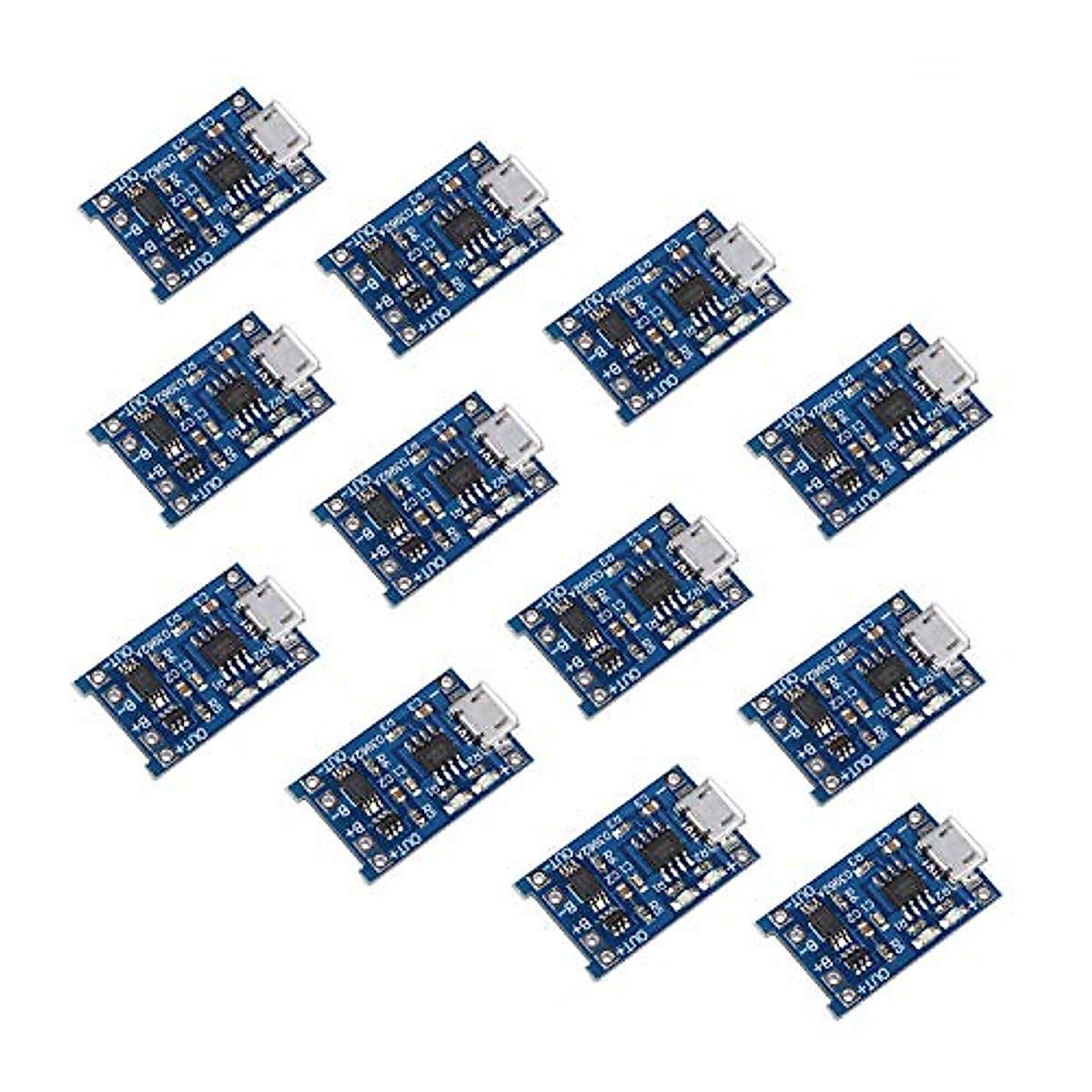 Organizer 12pcs TP4056 Charging Module 5V Micro USB 1A 18650 Lithium Battery Charging Board with Protection Charger Module (Micro)