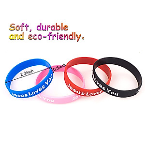 Jesus Loves You Rubber Bracelets Colorful Silicone Christian Jesus Wristbands for Men Women Party Favors Inspirational Bracelet for Adults Motivational Bracelet Christmas Gifts Church School (36)