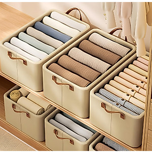 Generic 4 Pack 26L Universal Size Clothes Storage Basket, Fabric Storage Box with Metal Frame, Clothes & Fabric Orgainzer Bins, Closet Clothes Wardrobe Storage Box, Shelf Storage Box (2-Gray 2-Beige)