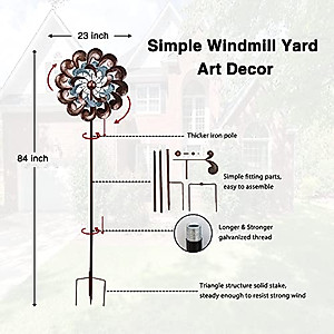 84 Inch Garden Metal Wind Spinner Gifts for Women Mom-Pinwheels Kinetic Art Windmill for Yard Lawn Patio& Garden Decor Outside