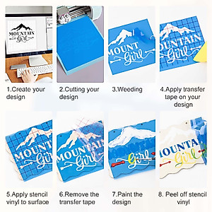 HTVRONT Stencil Vinyl Adhesive Material - 12” x 50 FT Light Blue Adhesive Stencil Vinyl for Cricut & Silhouette Machine，Stencil Vinyl Roll for Crafting Decoration